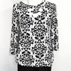 JM Collection | Tops | Jm Collections Black White Brocade Top | Poshmark